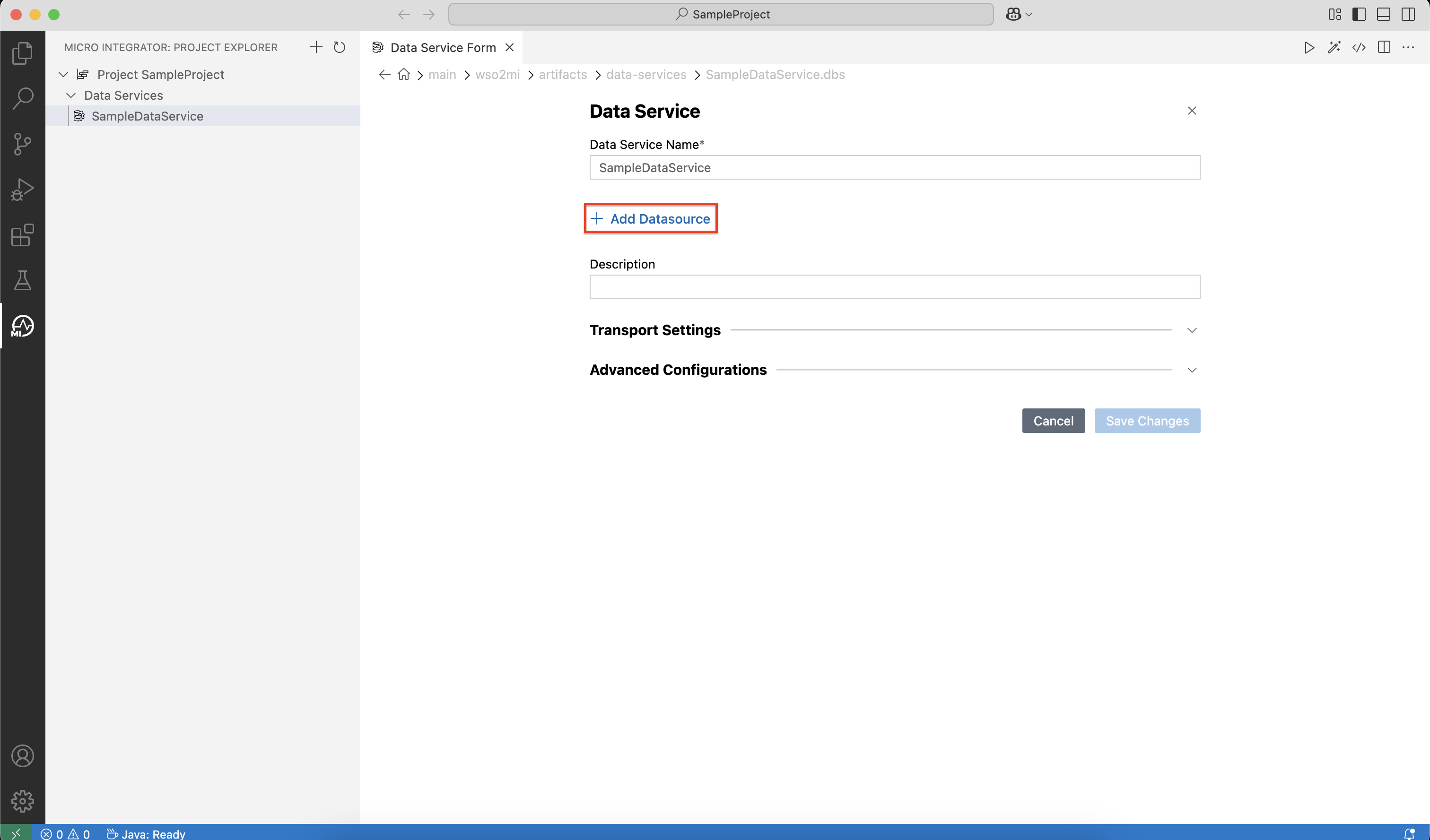 Create a Data Service - WSO2 Micro Integrator Documentation 4.4.0