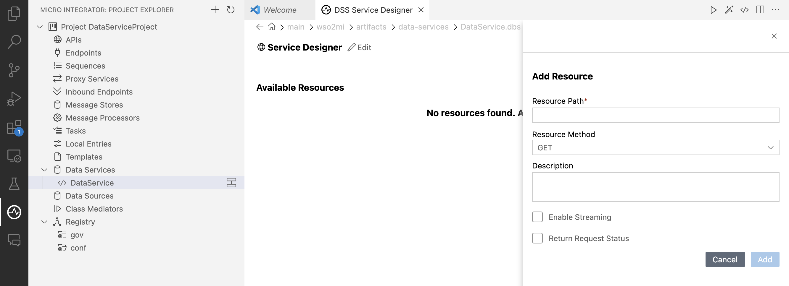 Create a Data Service - WSO2 Micro Integrator Documentation 4.4.0